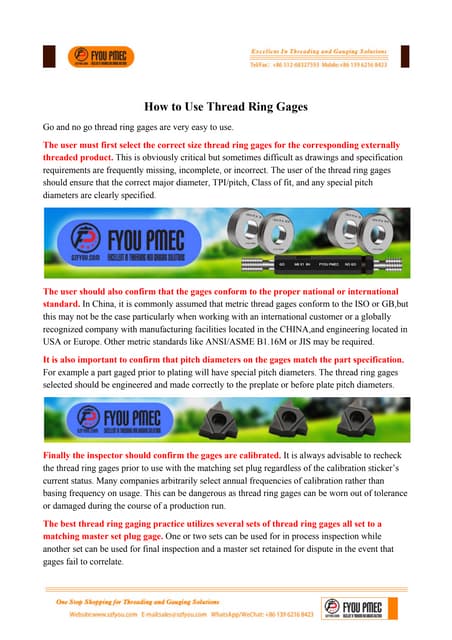 How to use thread plug gages | PDF | Needlework | Arts and Crafts