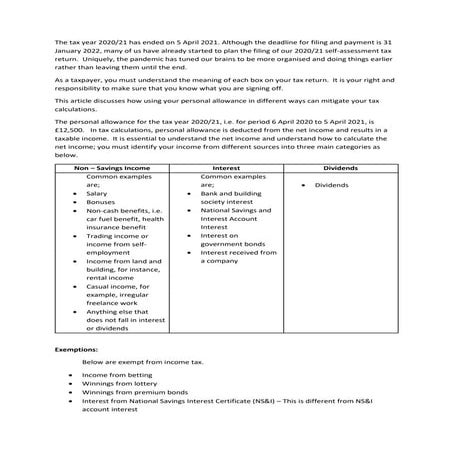 How to use your personal allowance | PDF