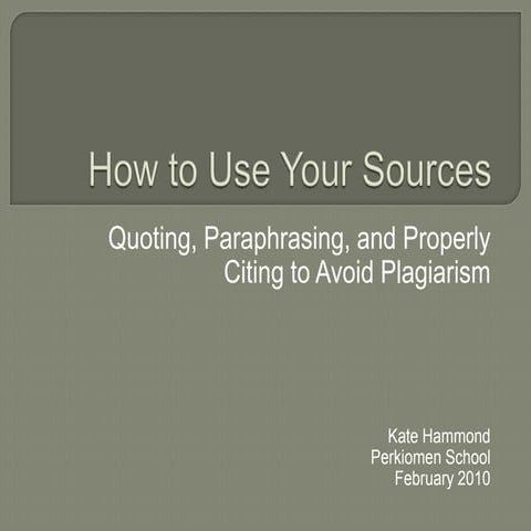 How To Use Your Sources | PPT