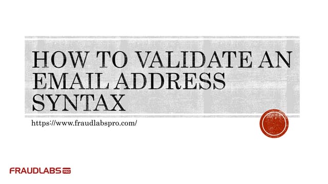 How To Validate An Email Address Syntax Ppt