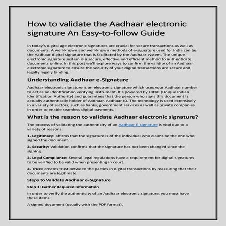 How to validate the Aadhaar electronic signature An Easy.pdf