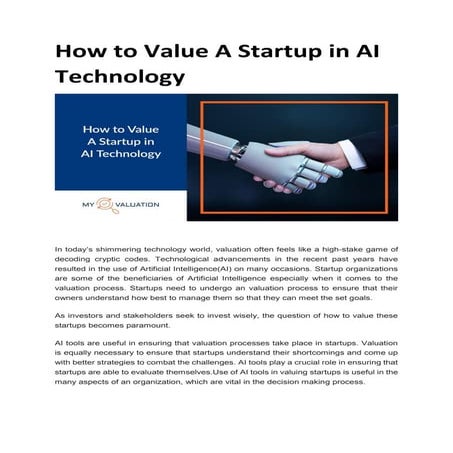 How To Value A Startup In Ai Technology Pdf