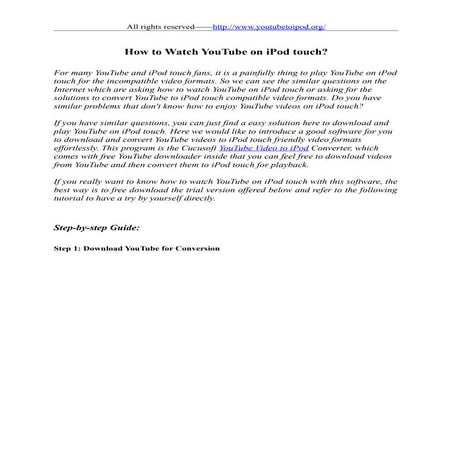 How to watch youtube on ipod touch | DOC