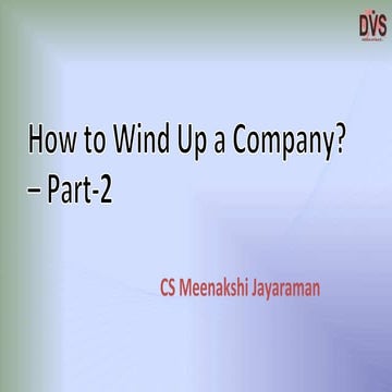 How to Wind Up a Company? - Part-2 | PPT