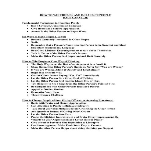 How To Win Friends And Influence People | PDF