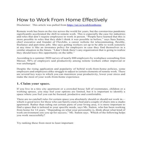 How to work from home effectively | PDF
