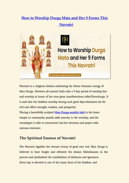 Navaratri nabodurga - The 9 Forms of Goddess Durga | PPTX