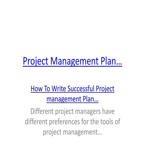 Project Management Plan | PPT