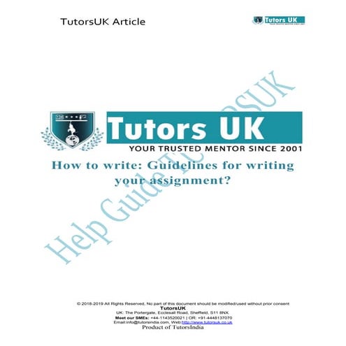 How to write : Guidelines for your writing assignment | PDF