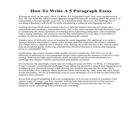How To Write A 5 Paragraph Essay | PDF