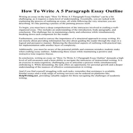 How To Write A 5 Paragraph Essay Outline | PDF