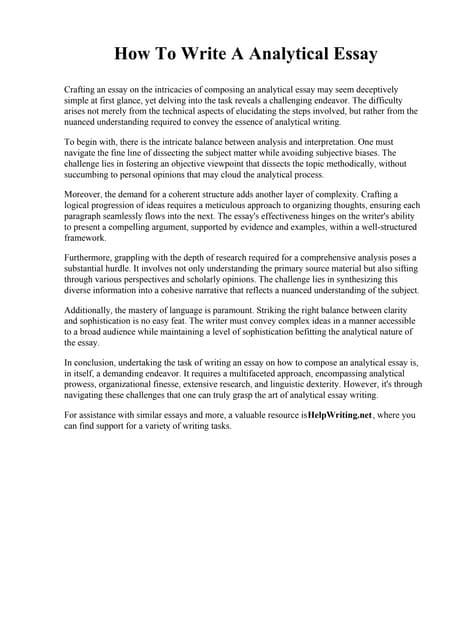 Analytical Essay Example Pdf
