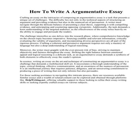How To Write A Argumentative Essay Pdf