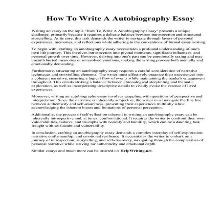 How To Write A Autobiography Essay.pdf | Screenwriting | Content Production