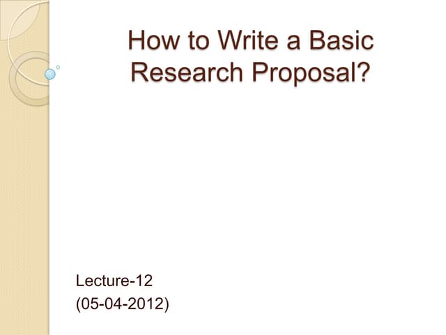 Research proposal presentation | PPTX
