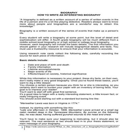 How to write a biography | PDF