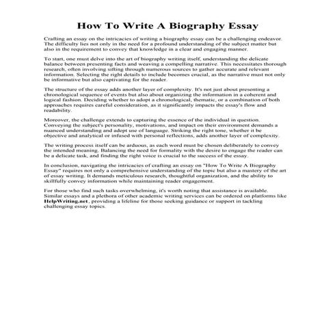 How To Write A Biography Essay. writing a biography in english example ...