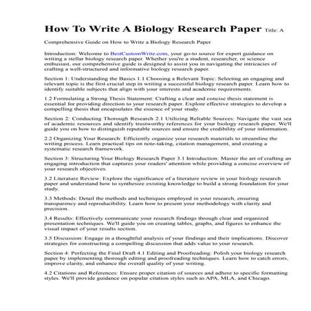 How To Write A Biology Research Paper. How to write a biology research ...