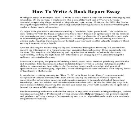 How To Write A Book Report Essay.pdf