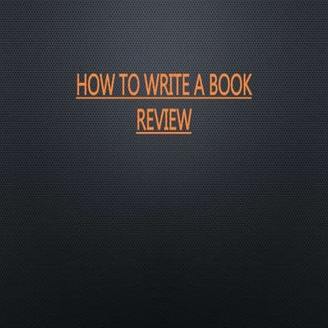How To Write A Book Review | PPT