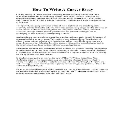 How To Write A Career Essay.pdf | Advertising Industry | Industries
