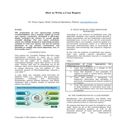 How to write a case report - Pubrica | PDF