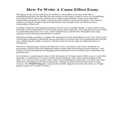 How To Write A Cause Effect Essay. awesome How to Write a Cause Effect ...