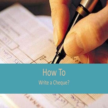 How to write a cheque? | PDF