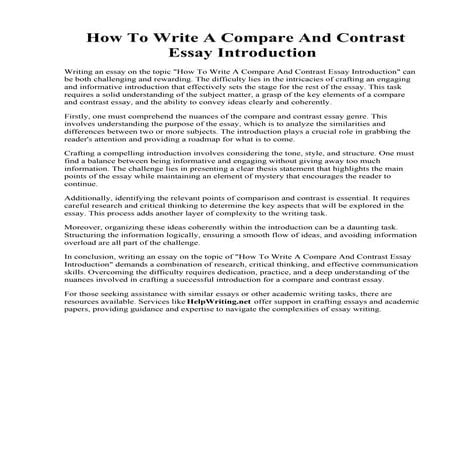 How To Write A Compare And Contrast Essay Introduction | PDF