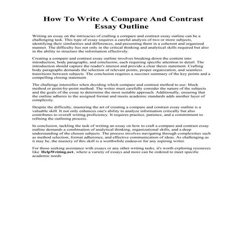 How To Write A Compare And Contrast Essay Outline | PDF | Elections ...