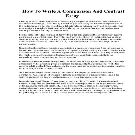 How To Write A Comparison And Contrast Essay.pdfHow To Write A ...