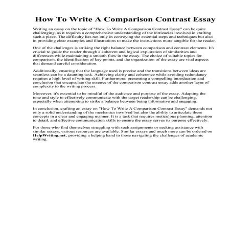 How To Write A Comparison Contrast Essay | PDF