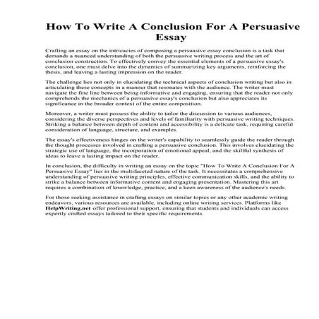 How To Write A Conclusion For A Persuasive Essay | PDF