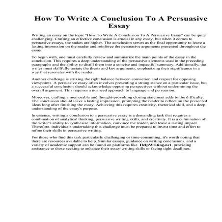 How To Write A Conclusion To A Persuasive Essay | PDF