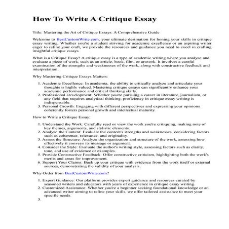 How To Write A Critique Essay | PDF