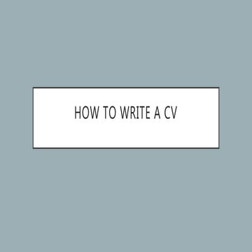 How to write a cv | PPTX