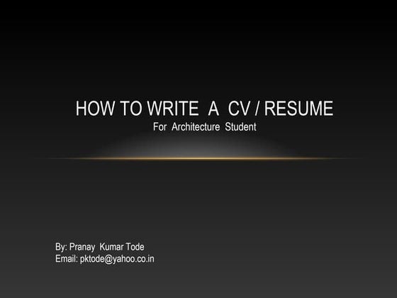 How to Write Cv | PPTX