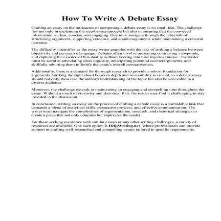 How To Write A Debate Essay. How To Write A Debate Paper | PDF