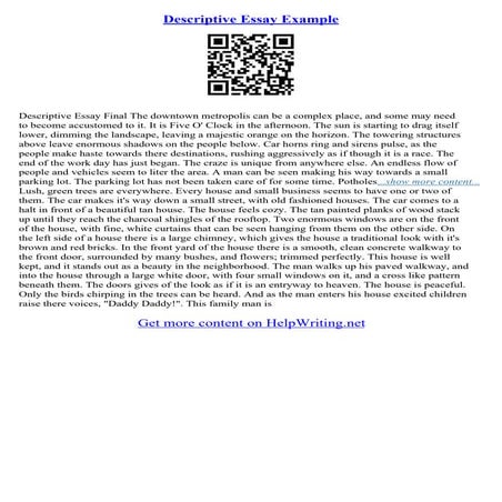 How To Write A Descriptive Essay About A Place | PDF