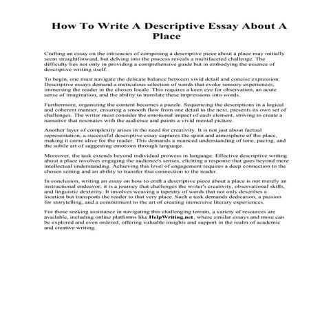 How To Write A Descriptive Essay About A Place.pdf | Books and Literature