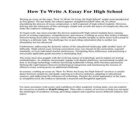How To Write A Essay For High School.pdf