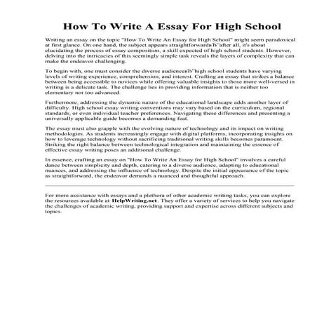 How To Write A Essay For High School. Tips on How to Write Effective ...