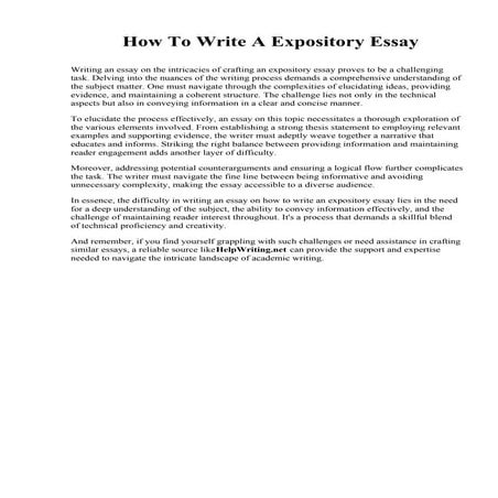 How To Write A Expository Essay. Cogswell Polytechnical College | PDF