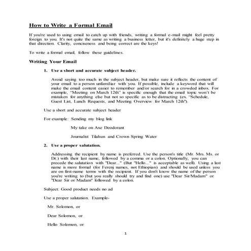 How to write a formal email | DOCX