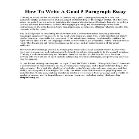 How To Write A Good 5 Paragraph Essay.pdf