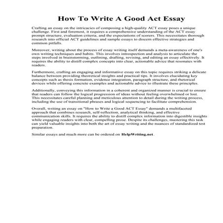 How To Write A Good Act Essay | PDF