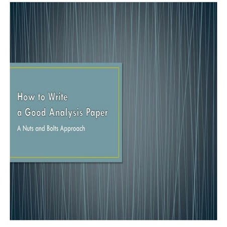 How To Write A Good Analysis Paper | PDF