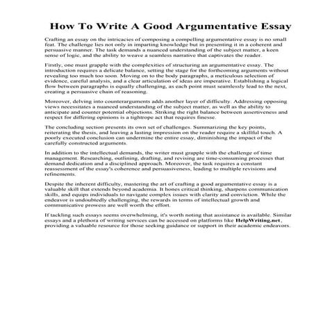 How To Write A Good Argumentative Essay. Argumentative Essay Help : How ...