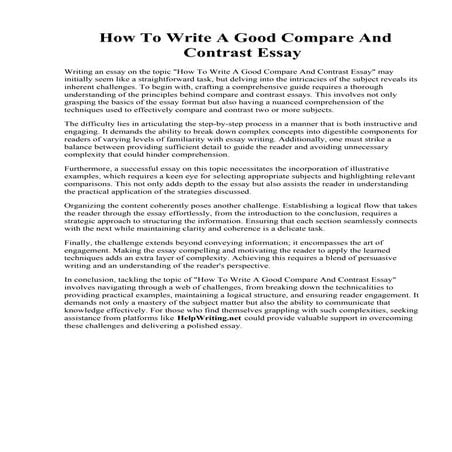 How To Write A Good Compare And Contrast Essay.pdf