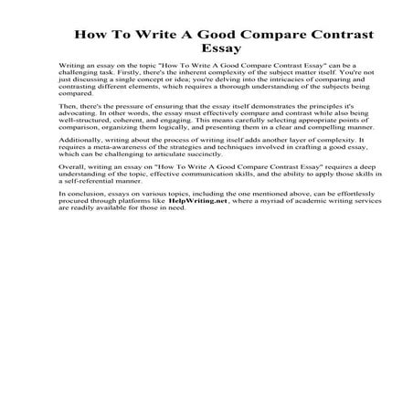How To Write A Good Compare Contrast Essay | PDF